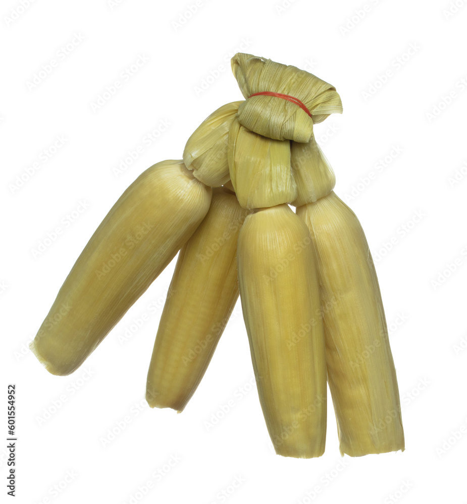 Corn package flying explosion with fruit juice, Yellow corn package ...