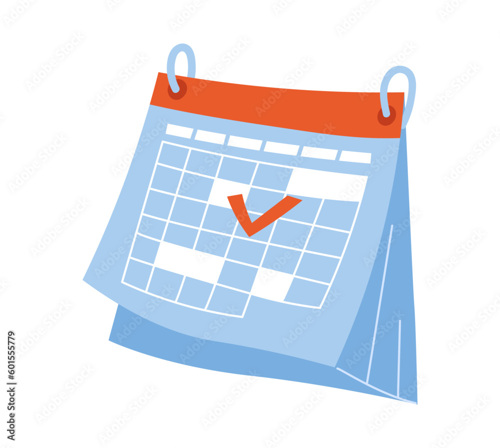 Calendar with tick. Time management and organization of effective work ...