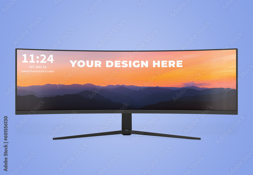 Ultrawide Computer Screen Mockup Stock Template | Adobe Stock