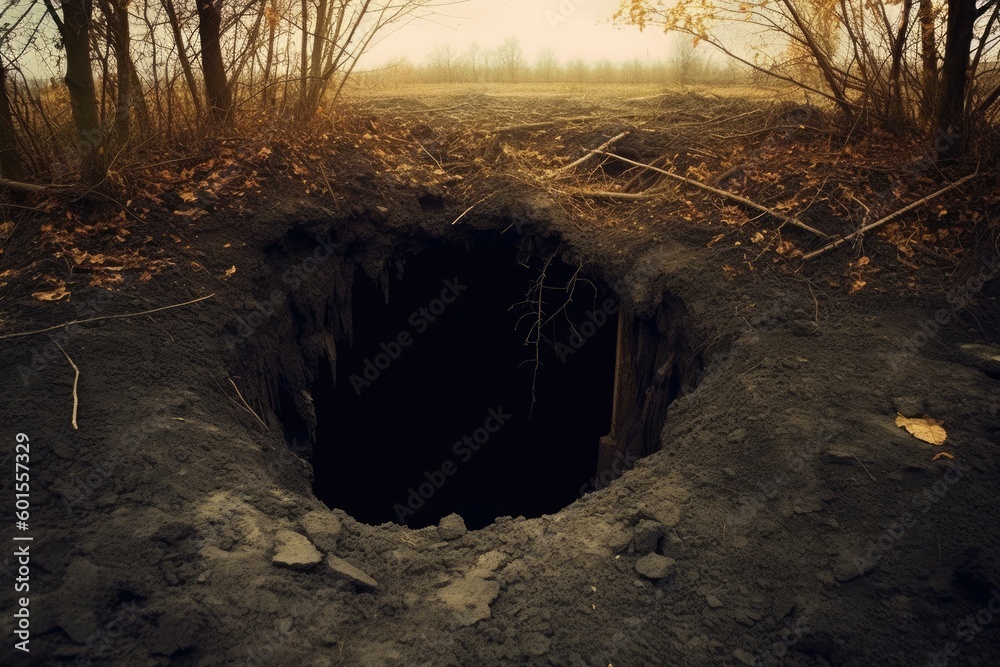 Photo & Art Print Gaping hole in the ground was an enigma, beckoning ...