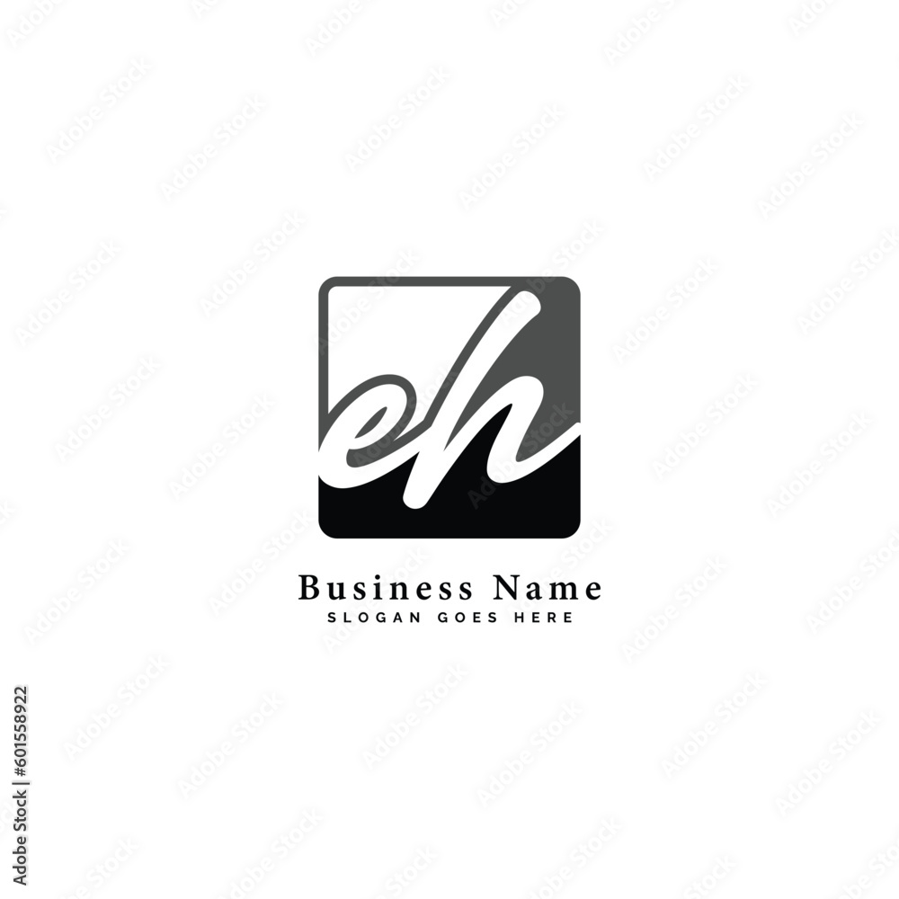 E, H, EH Initial letter handwritten and signature vector image template ...