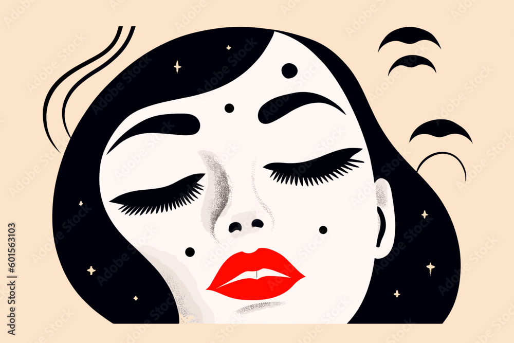 Doodle inspired Makeup, cartoon sticker, sketch, vector, Illustration ...