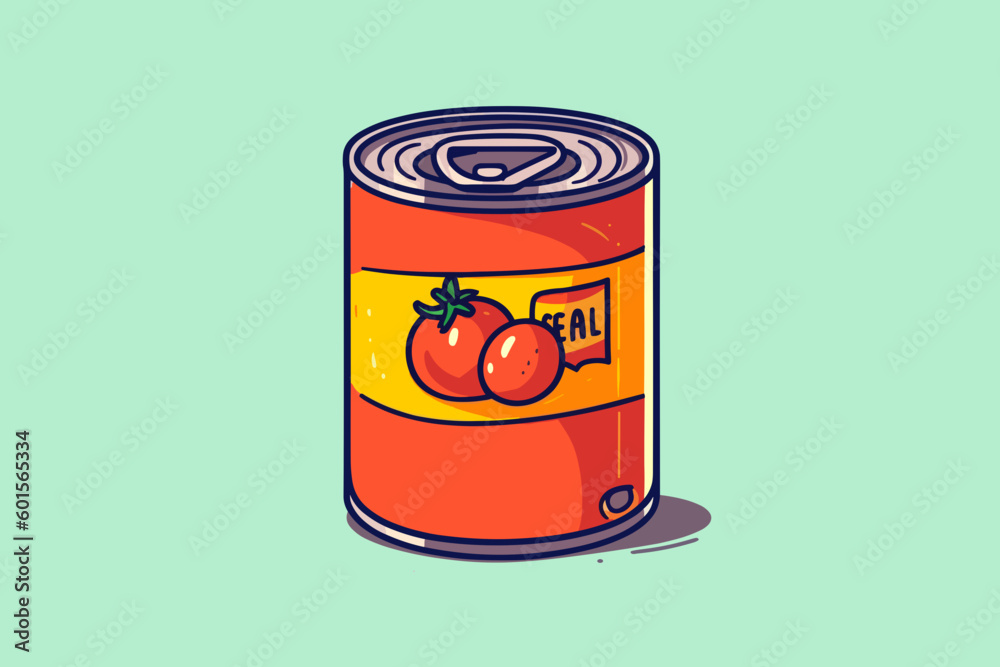 Doodle inspired Canned vegetable, cartoon sticker, sketch, vector ...