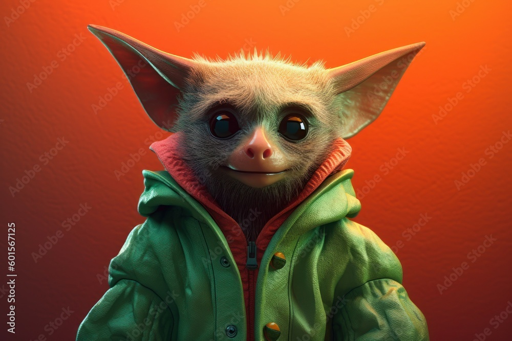 Anthropomorphic bat dressed in human clothing. humanized animal concept ...