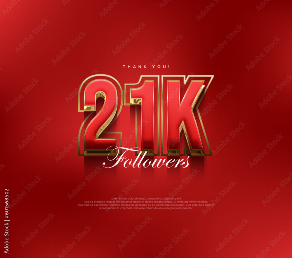 Thank you 21k followers greetings, bold and strong red design for ...