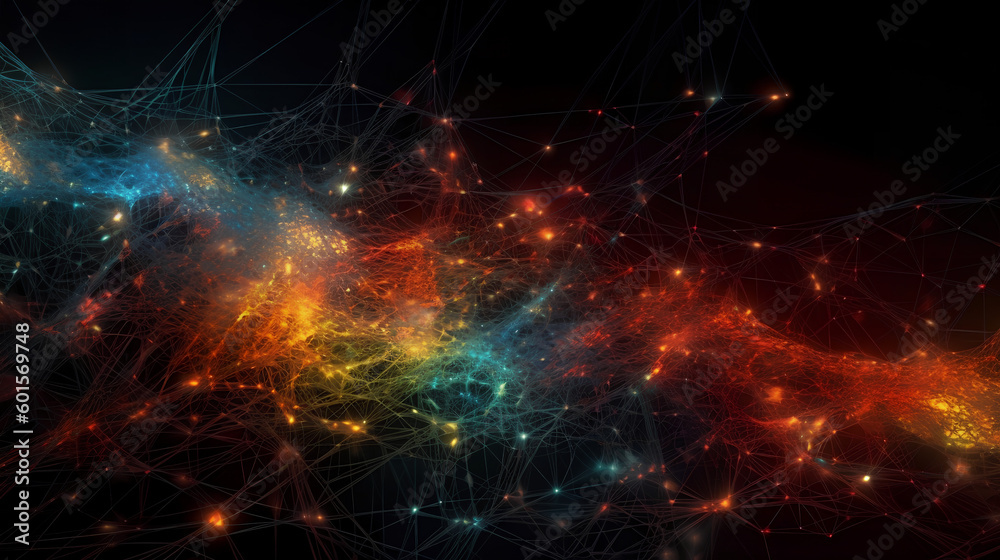 High resolution background image of a colorful neural network Stock ...