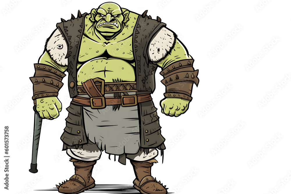 Goblin or orc character on white background. Neural network AI ...