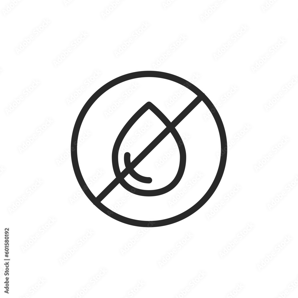 No Water Icon Symbol. Vector Editable Outline Illustration of a Crossed ...