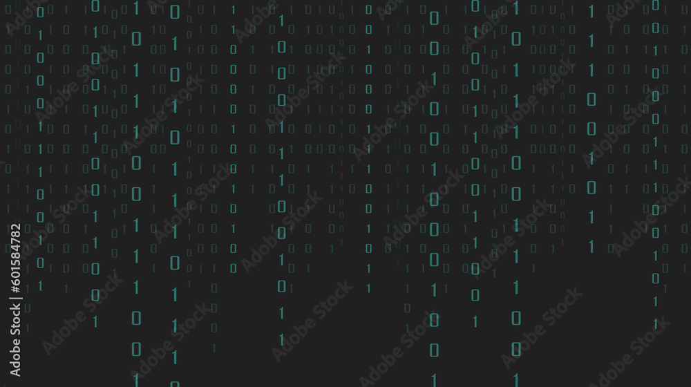 Falling Zero One Digital binary code matrix on dark background ...