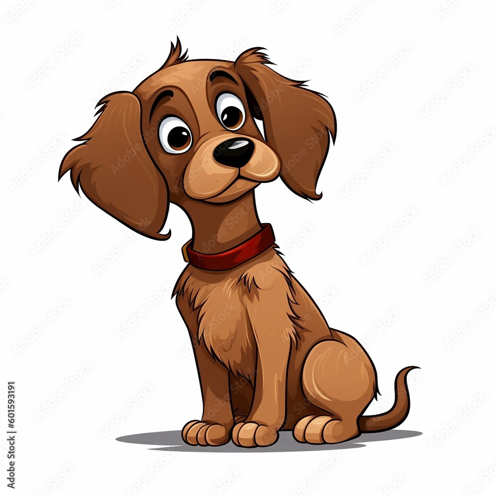 Dibujo infantil de un perro de color marrón. Dibujo animado. Stock ...
