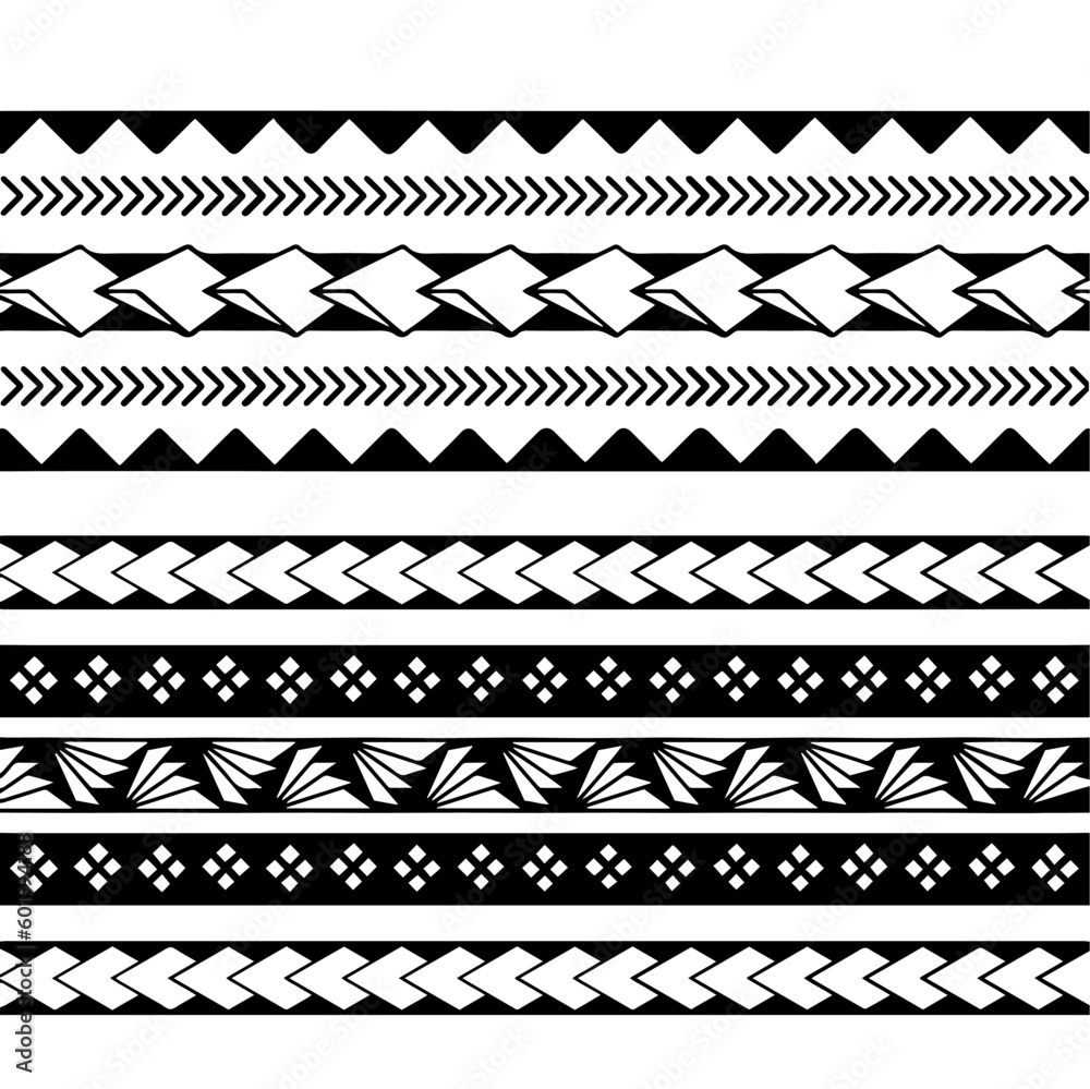 Polynesian armband tattoo stencil. Pattern samoan. Black and white ...