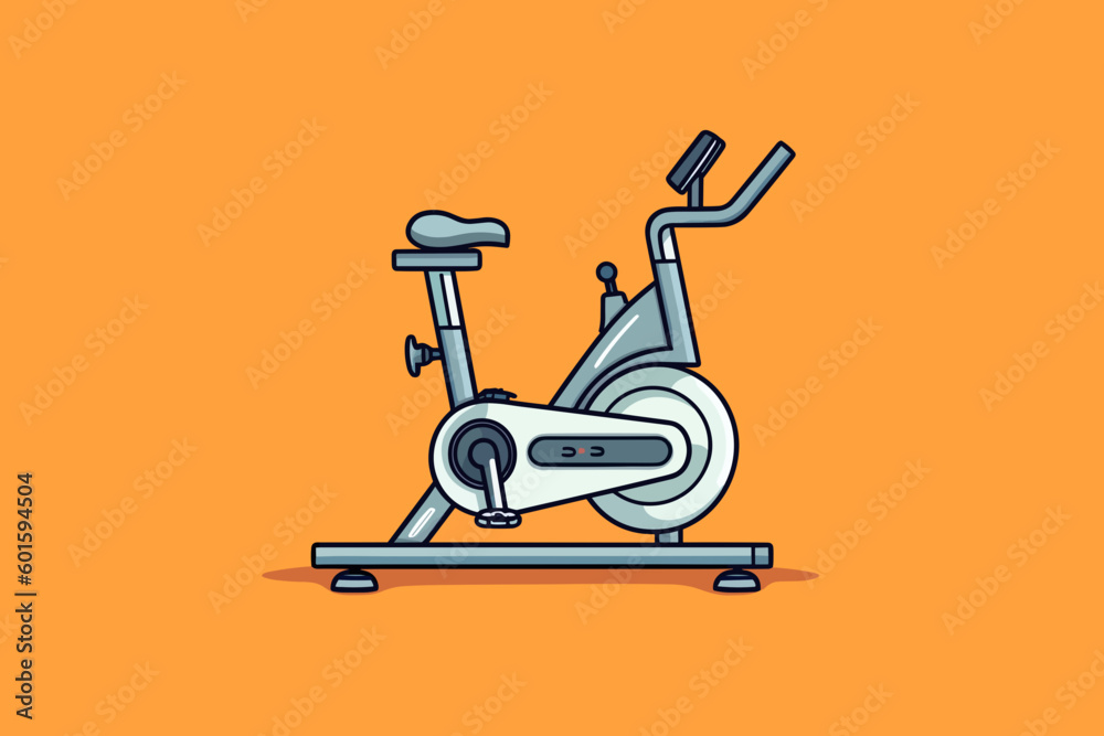 Doodle inspired Exercise bike, cartoon sticker, sketch, vector ...
