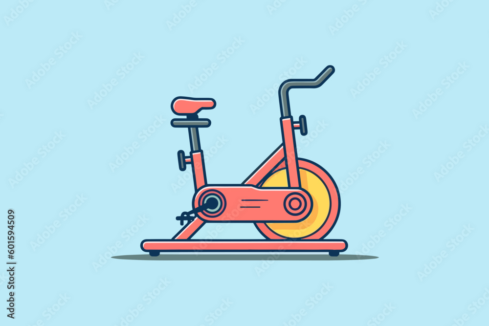 Doodle inspired Exercise bike, cartoon sticker, sketch, vector ...