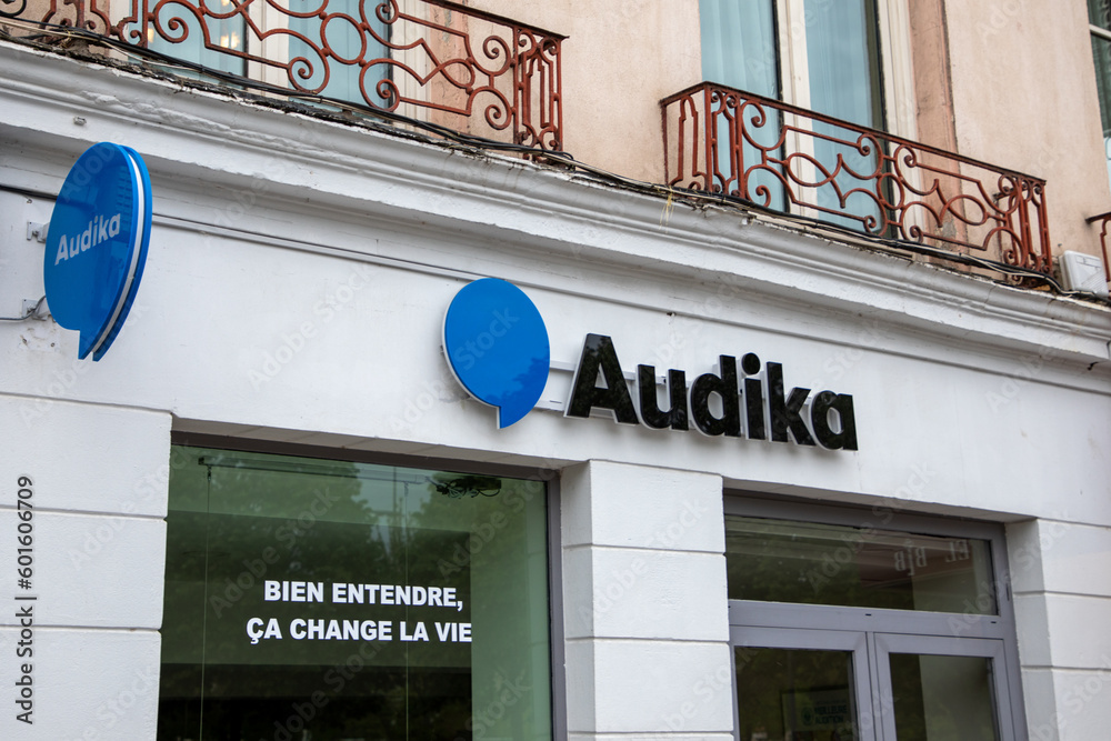 Foto de Audika logo text and sign facade entrance store medic hearing ...