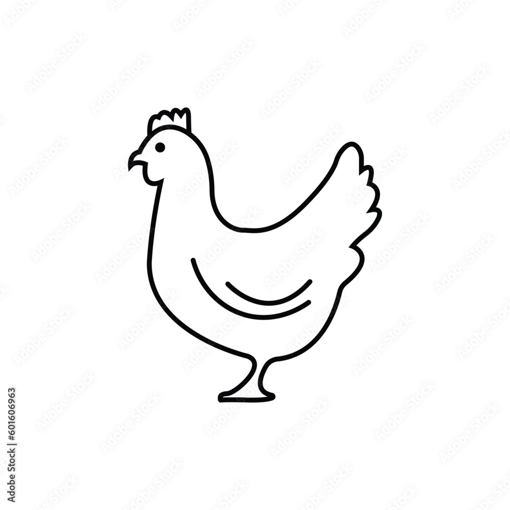 chicken icon. hen symbol. outline vector sign, linear pictogram ...