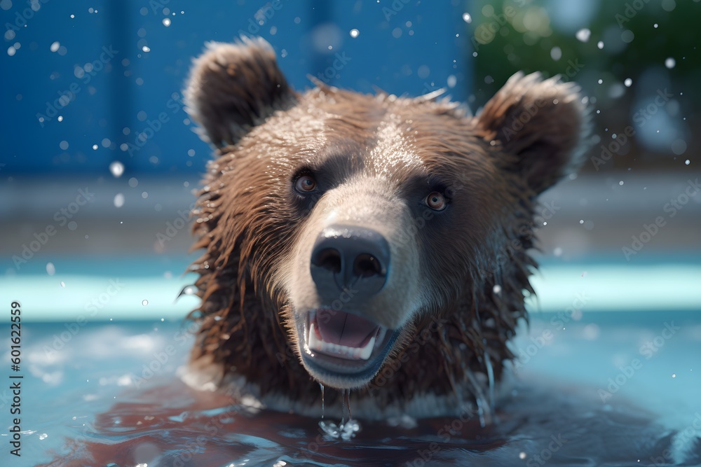Bear playing in the pool background made with Generative AI Stock ...