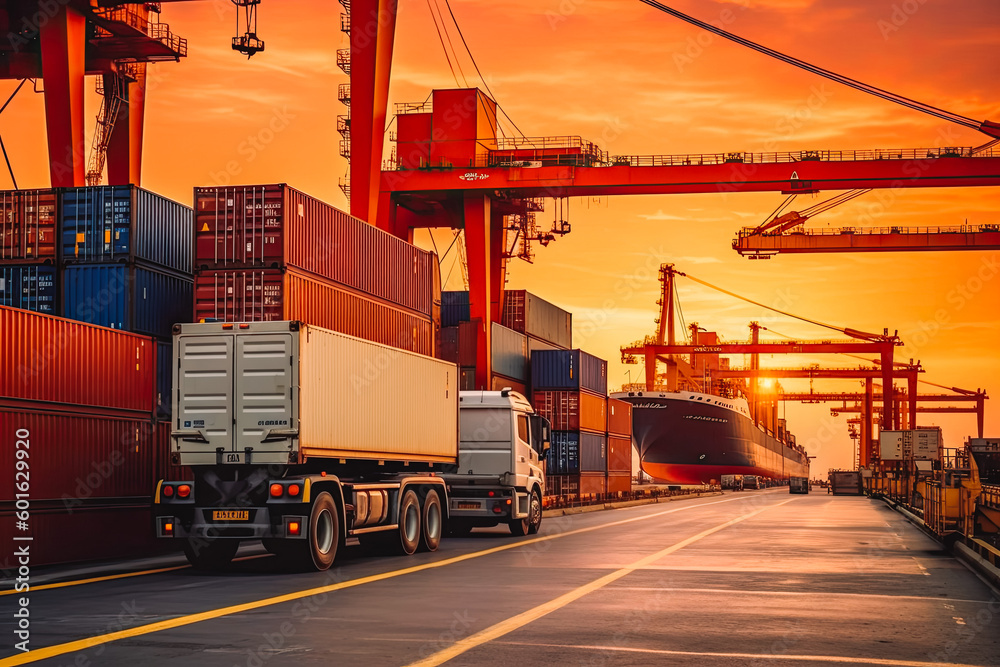 Modern system transportation and logistic import export area. Photo of ...