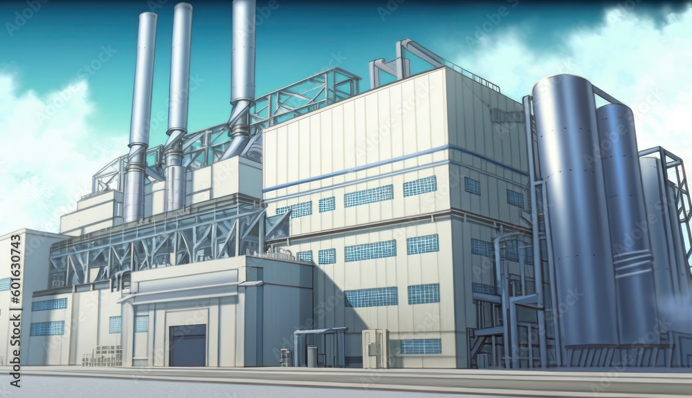industrial production plant facility cartoon style generative AI Stock ...