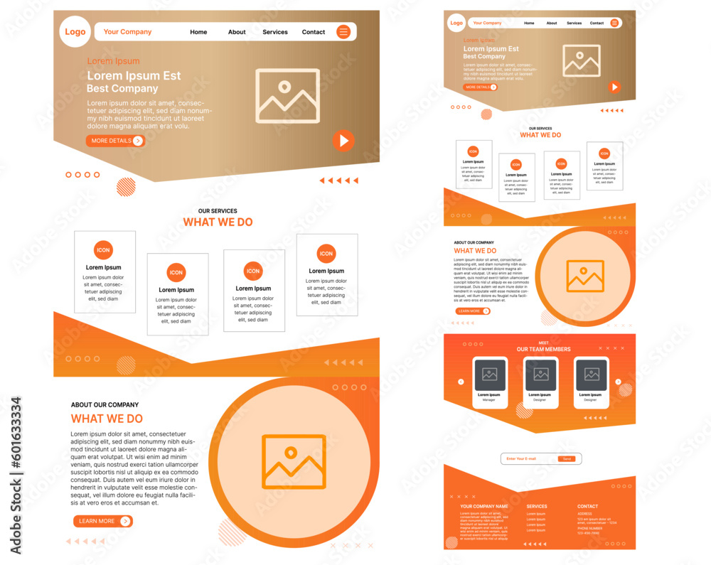 Poster Website design landing page wireframe isolated on white ...