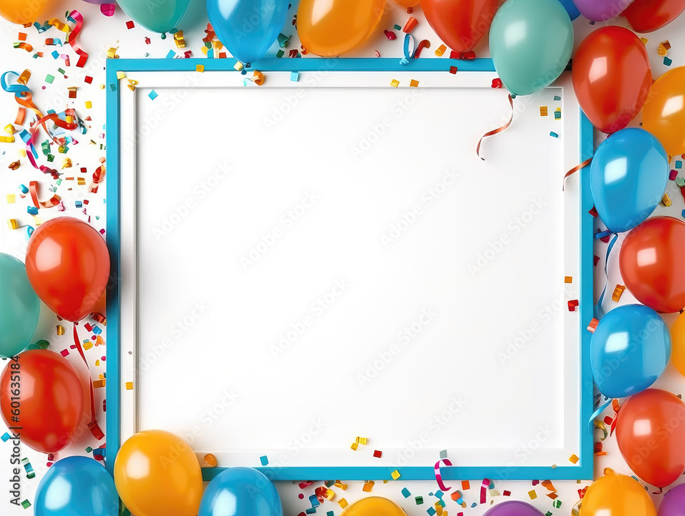 birthday party frame with balloons Stock Illustration | Adobe Stock