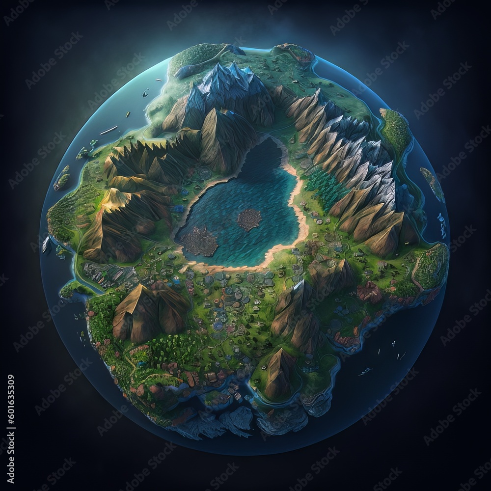 Game Map RTS Style Concept Top Down Rendering, Generative Ai ...