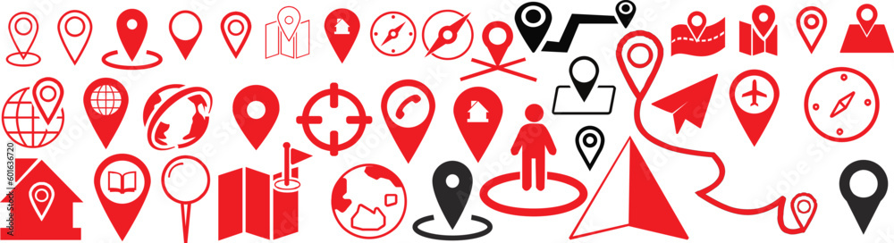 location icons Map pointer icon Location pin gps vector illustration ...
