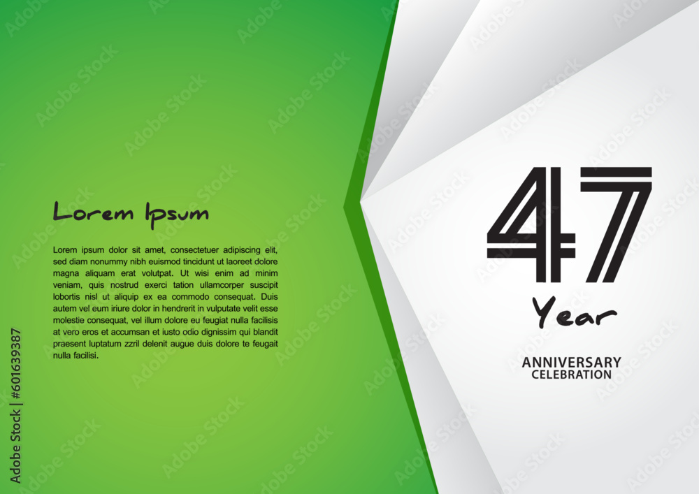 47 year anniversary celebration logotype on green background for poster ...