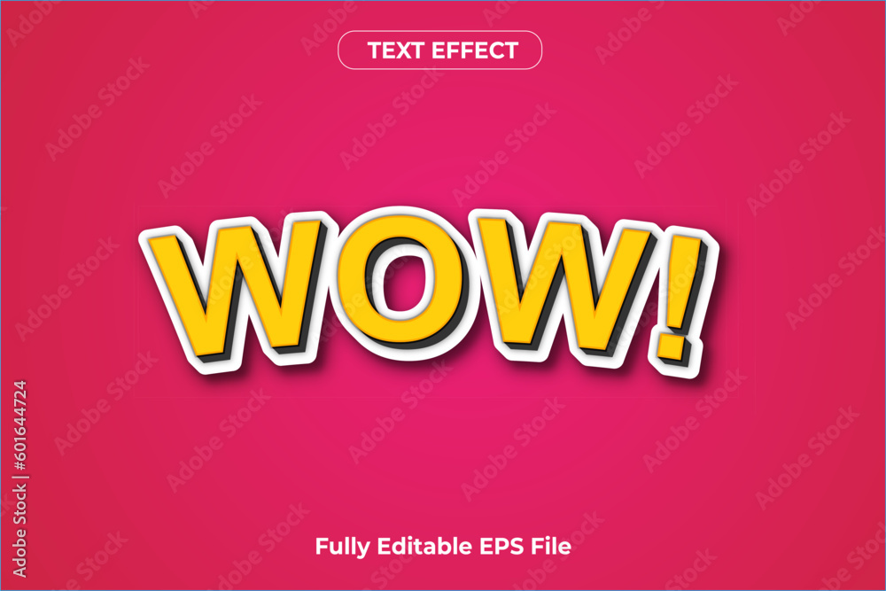3D WOW Text Effect Design with fully editable font Stock Vector | Adobe ...