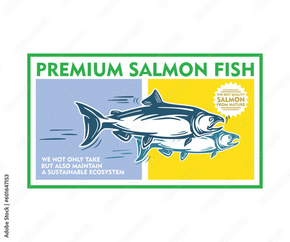 SALMON FISH BANNER LOGO, silhouette of wild salmon swimming vector ...