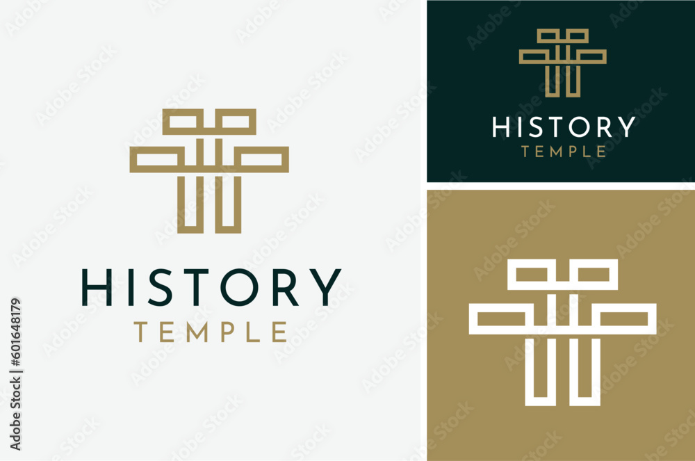 Golden Initial Letter H T, Monogram TH HT with Gold Line Luxury Elegant ...