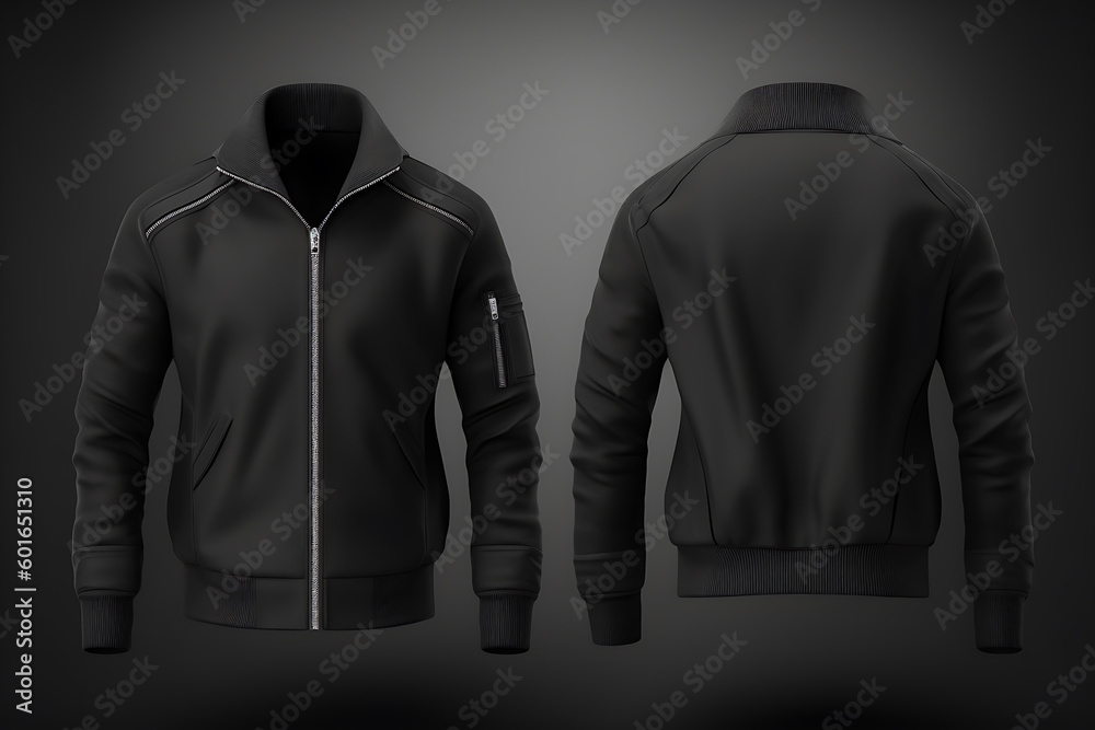 Mock up of Track jacket front and back with black matte and light of ...