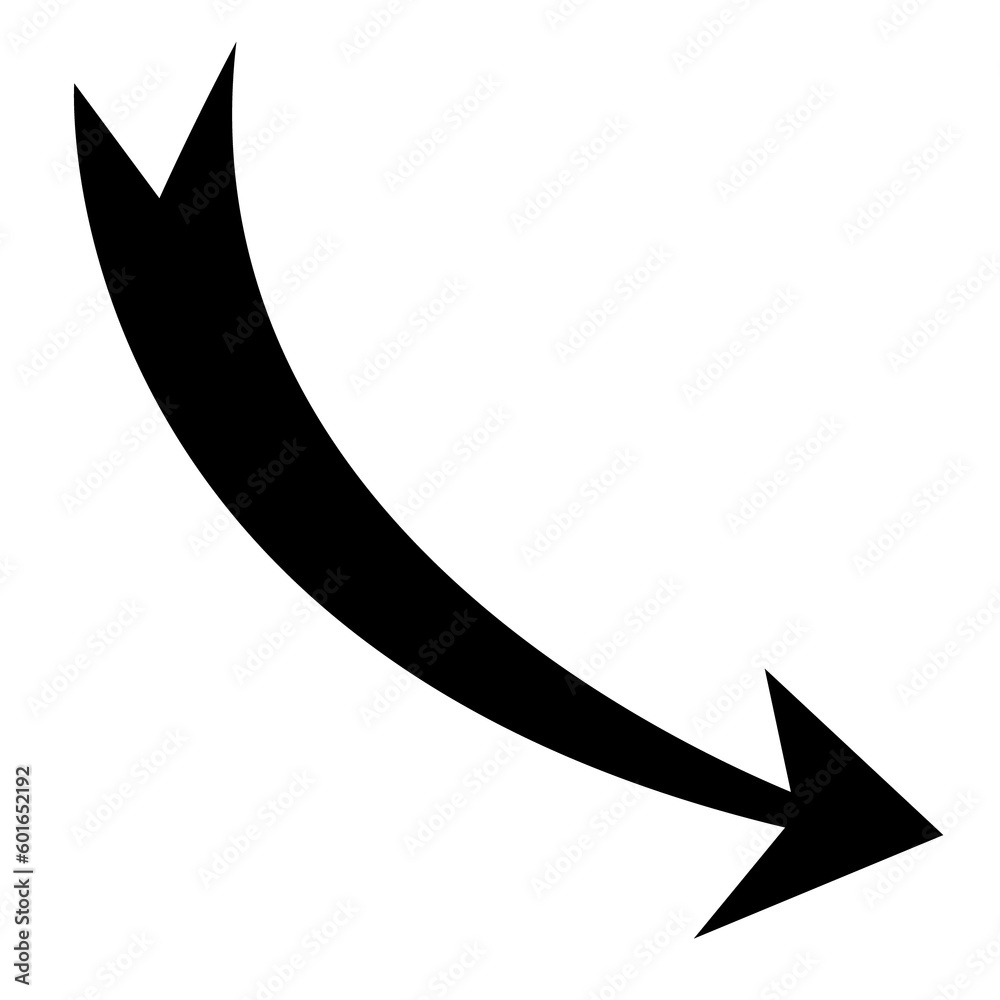 ภาพประกอบสต็อก Sharp curved arrow icon. Hand drawn doodle arrow with ...