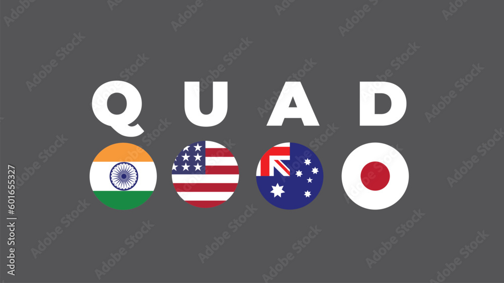 japan, australia, usa and india. The QUAD countries flags ...