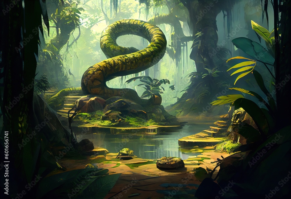 Otherworldly Jungle: Powerful and Fearsome Anacondas Amidst Dense ...
