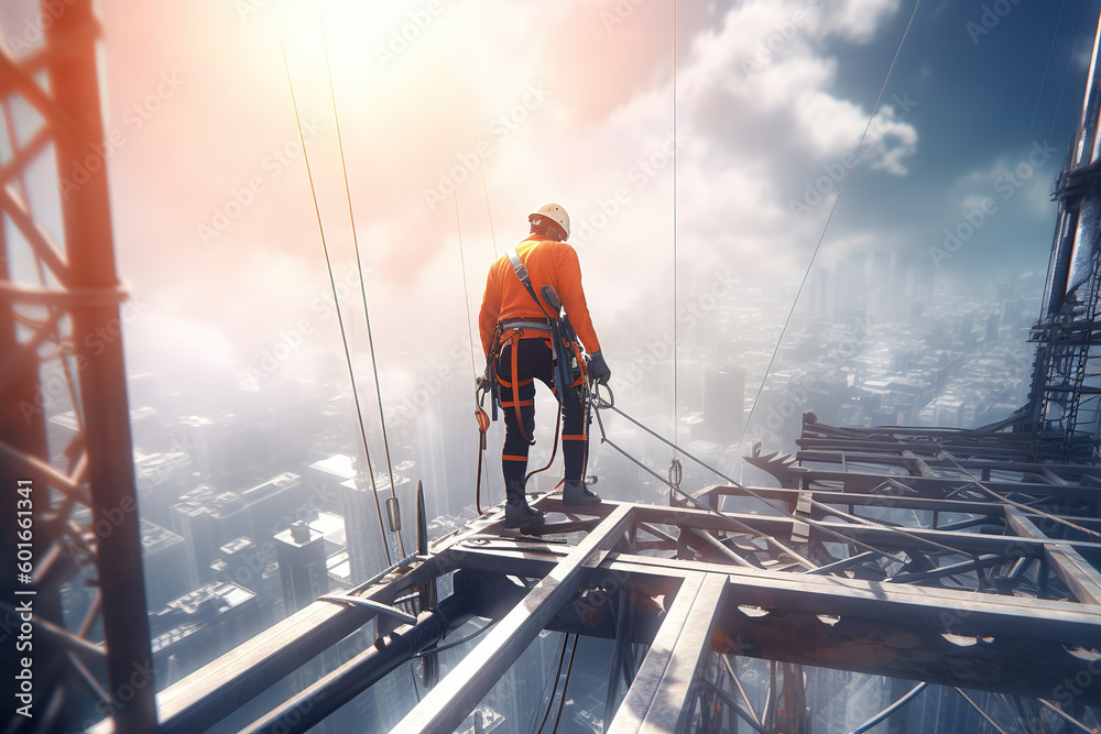 construction engineer worker at heights,architecture sci-fi ...
