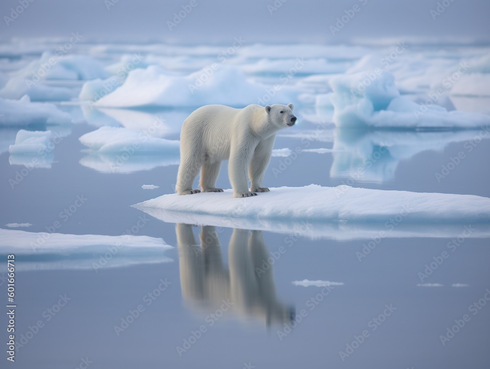 A powerful image of a polar bear stranded on a shrinking ice cap ...
