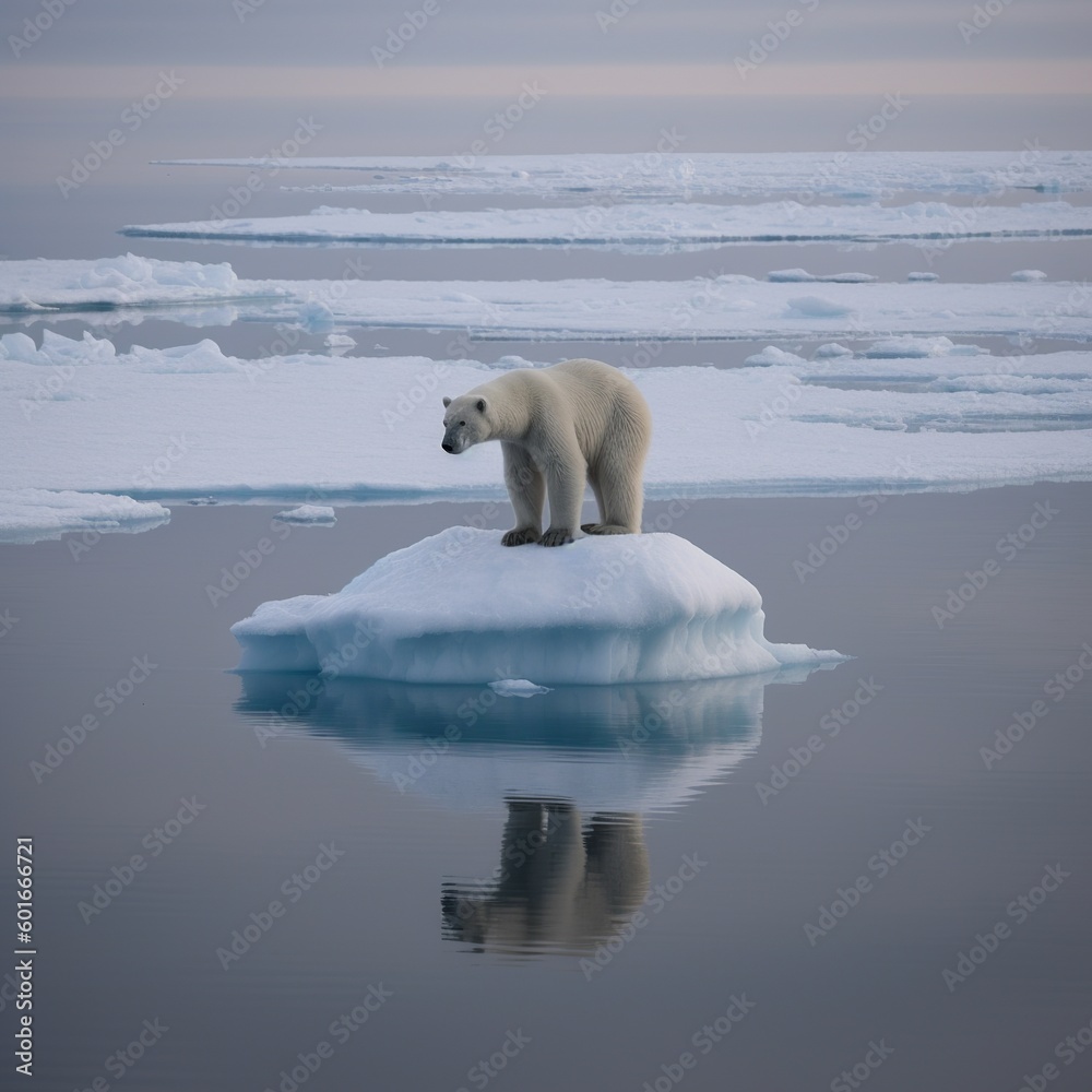 A powerful image of a polar bear stranded on a shrinking ice cap ...