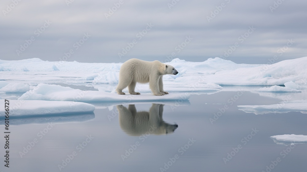 A powerful image of a polar bear stranded on a shrinking ice cap ...