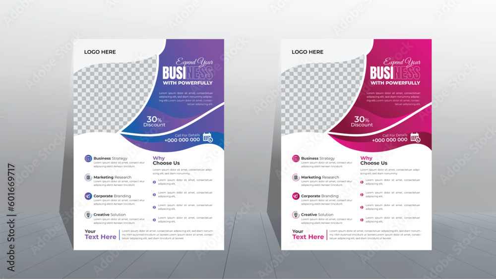 Modern business flyer template design set with gradient color. business ...