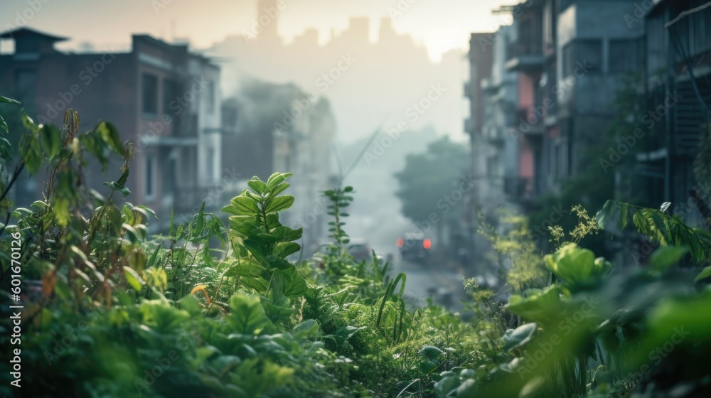 Post apocalyptic city in ruins after zombie pathogen wiped out last of ...