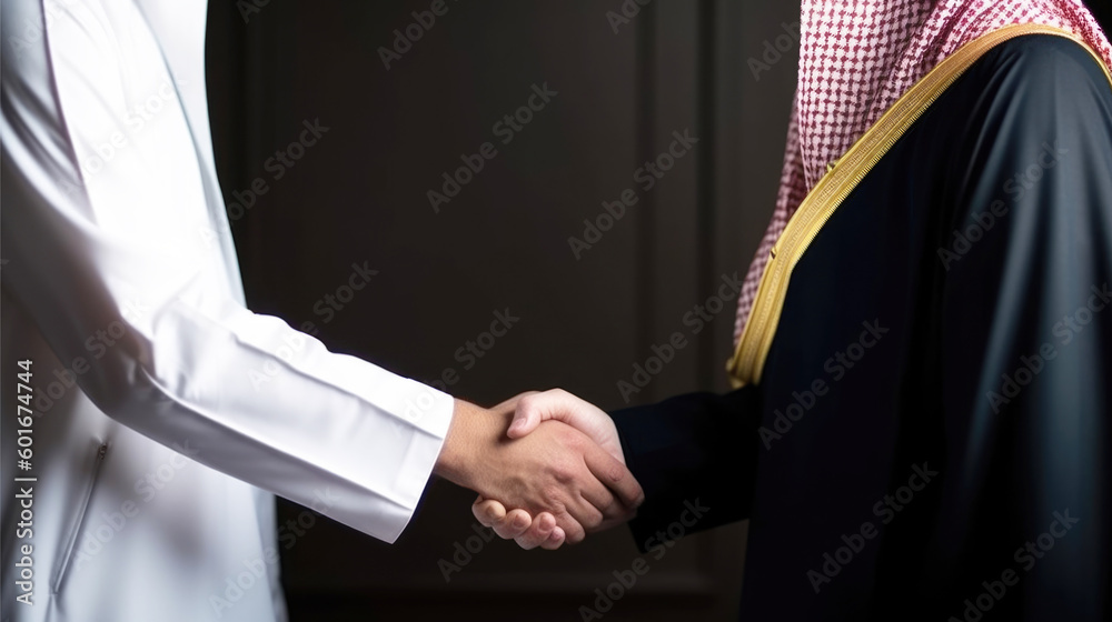 Cropped Image of Business Handshake Between Two Arabic Men in Their ...