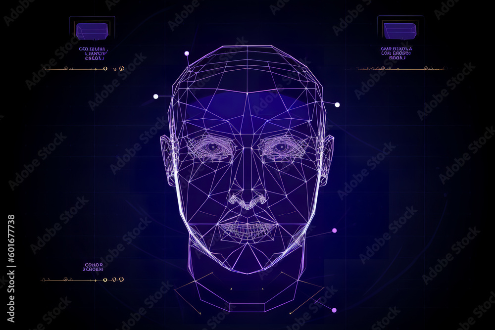 ภาพประกอบสต็อก Facial Recognition System concept. Face Recognition. 3D ...