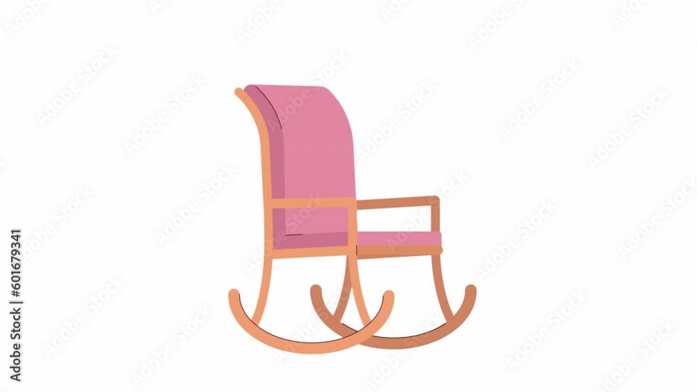 Animated rocking chair. Flat cartoon style icon 4K video footage for ...