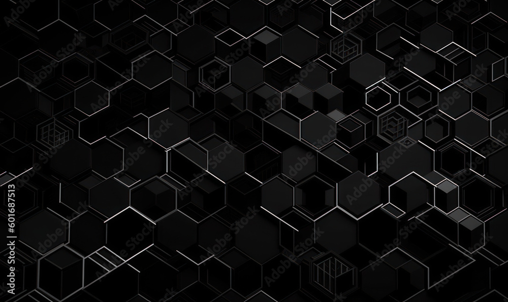 jet black color Penrose tile or tessellation as a background or ...