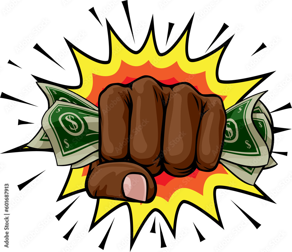 Money Cash Fist Hand Comic Pop Art Cartoon Stock Illustration | Adobe Stock