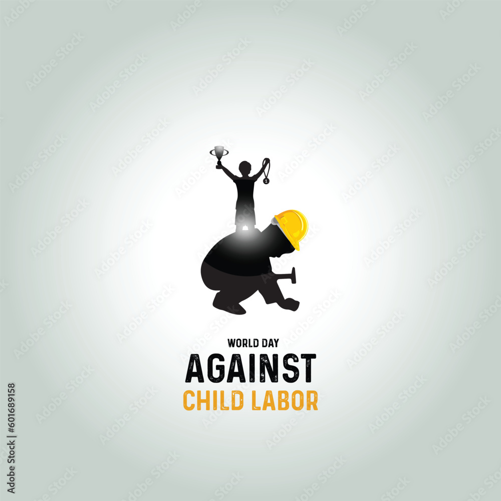 World day against child labour. stop child labour the world. vector ...