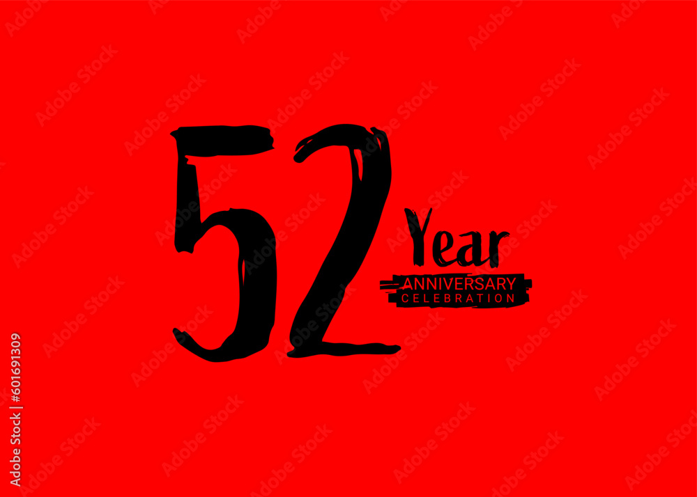 52 Years Anniversary Celebration logo on red background, 52 number logo ...