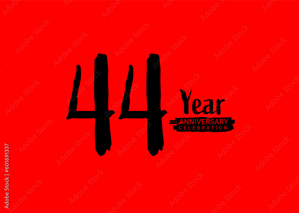 44 Years Anniversary Celebration logo on red background, 44 number logo ...