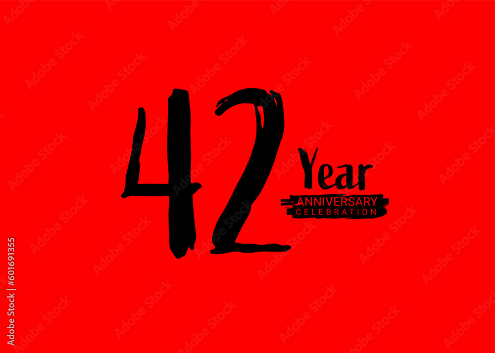 42 Years Anniversary Celebration logo on red background, 42 number logo ...