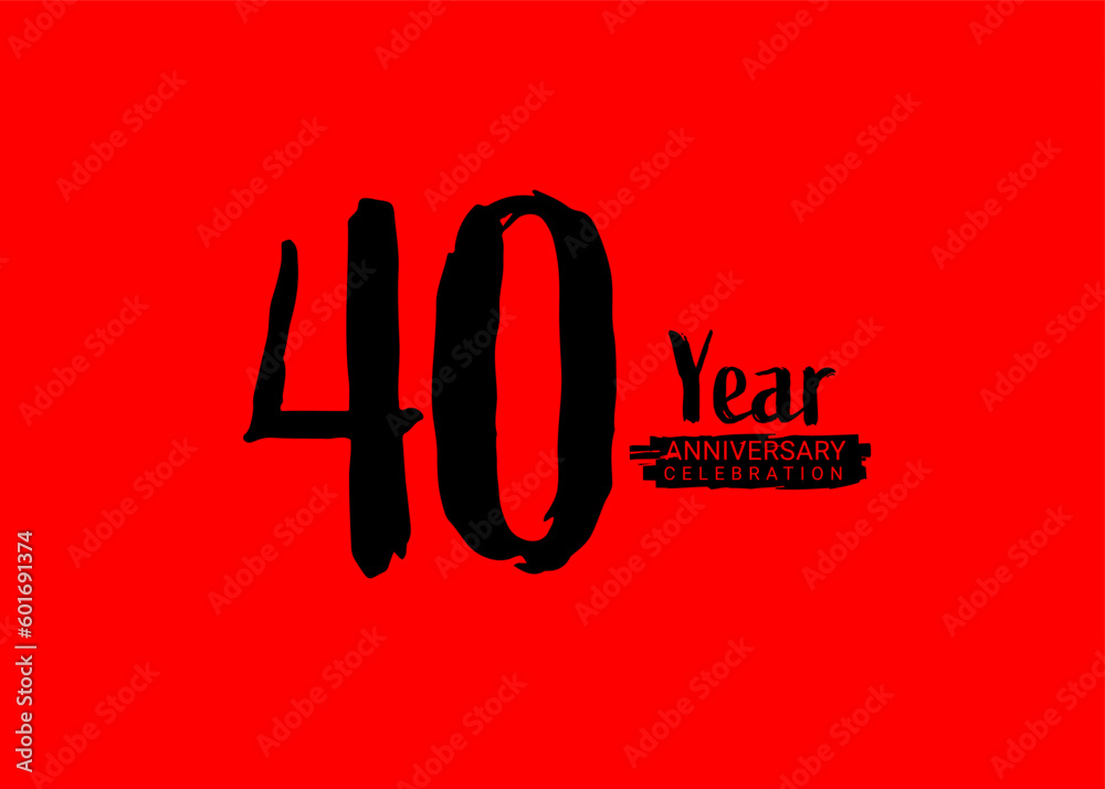 40 Years Anniversary Celebration logo on red background, 40 number logo ...